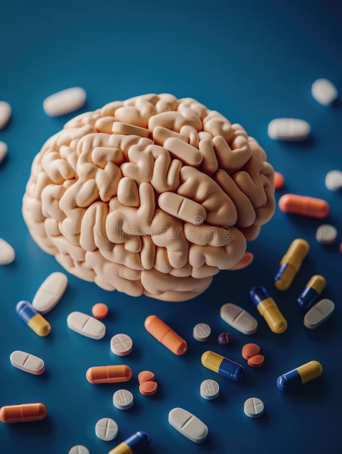 Brain on medication stock photo. Image of prescription - 374237726
