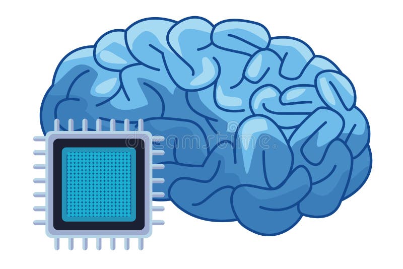 Brain with microchip stock vector. Illustration of engineering - 133412929
