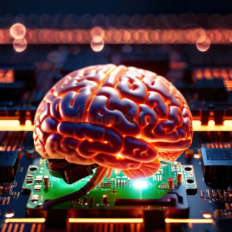 Brain on a Microchip, Showing Artificial Intelligence and Computer ...