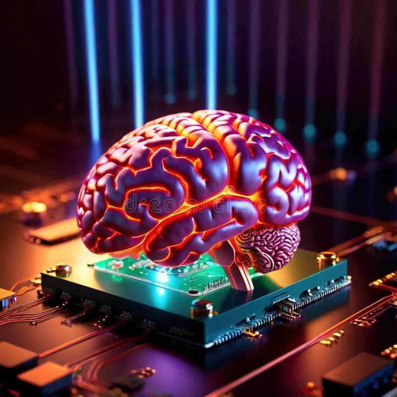 Brain on a Microchip, Showing Artificial Intelligence and Computer ...