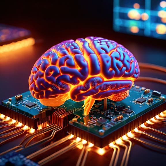 Brain on a Microchip, Showing Artificial Intelligence and Computer ...