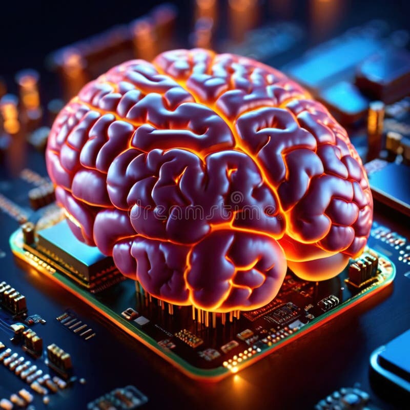 Brain on a Microchip, Showing Artificial Intelligence and Computer ...