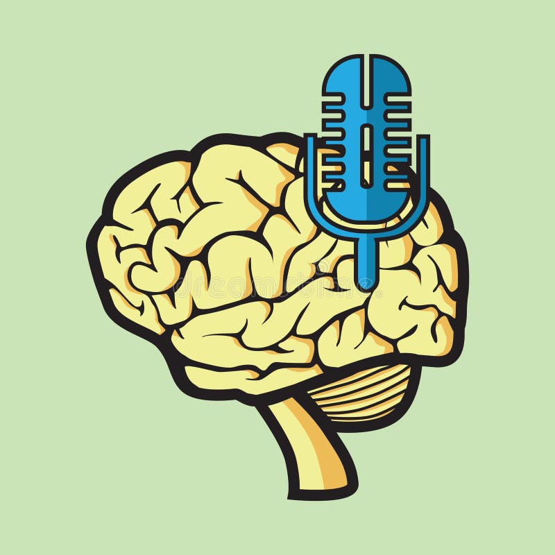 Brain with Microphone. Vector Illustration Decorative Design Stock ...