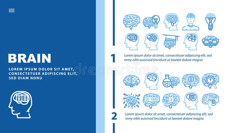 Brain Mind Human Head Landing Header Vector Stock Vector - Illustration ...