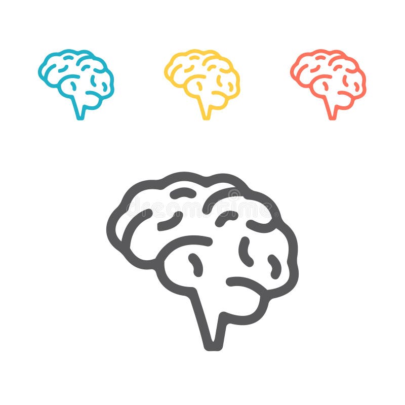 Brain, Mind Line Icon for Apps and Websites. Vector Signs Stock Vector ...