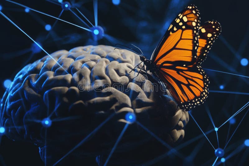 With a Brain Model As Its Perch, a Butterfly Elegantly Symbolizes the ...
