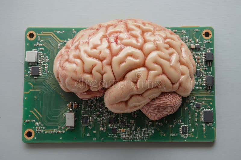 Brain Model on Circuit Board Representing the Intersection of ...