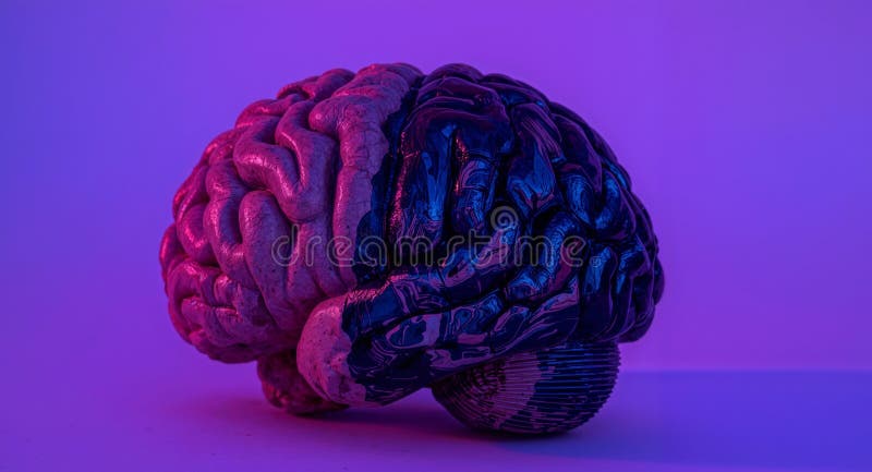 Brain Model Under Neon Lights, Exploring Science and Artificial ...