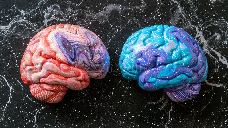 Brain Models on a Dark Background. Concept for Creativity and Problem ...