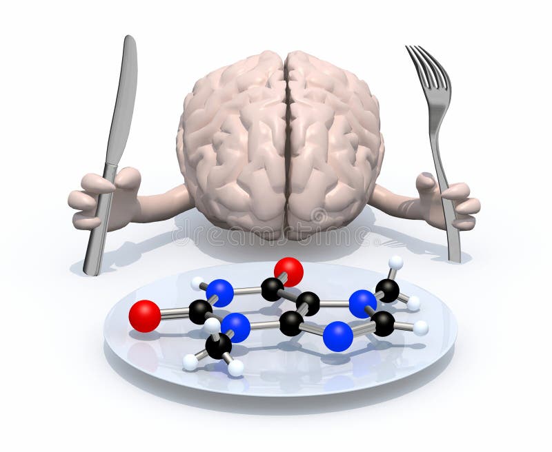 Brain Food On Plate With Fork And Knife Stock Vector - Illustration of ...
