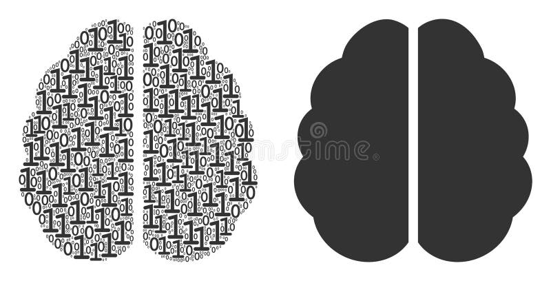 Brain Mosaic of Binary Digits Stock Vector - Illustration of intellect ...