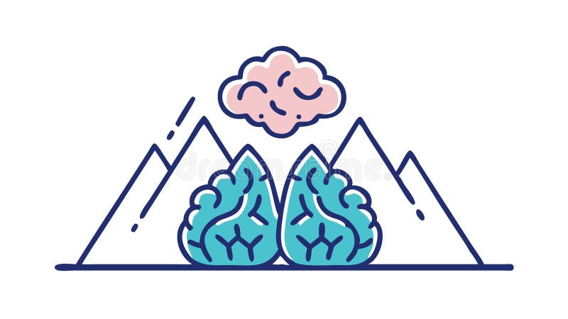 Mountain and Brain Combination Concept. Stock Vector - Illustration of ...