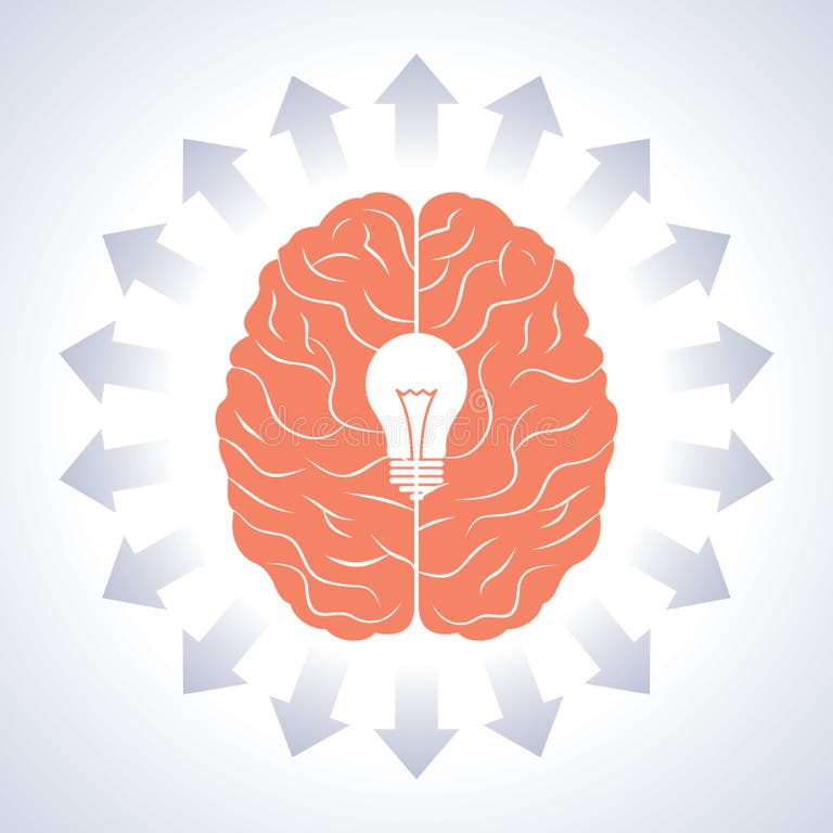 Brain and moving arrow stock vector. Illustration of enlightening ...