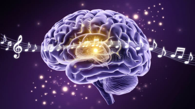 Brain with Music Notes Connecting Hippocampus, Symbolizing Music S Role ...