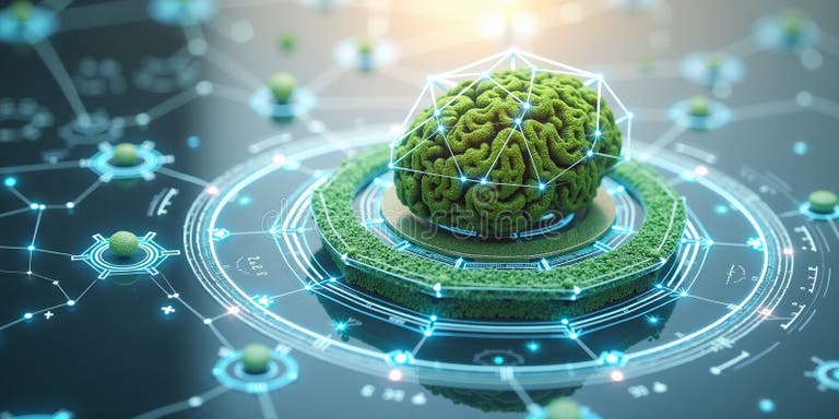 Brain Network: Advanced Neural Interface Stock Illustration ...