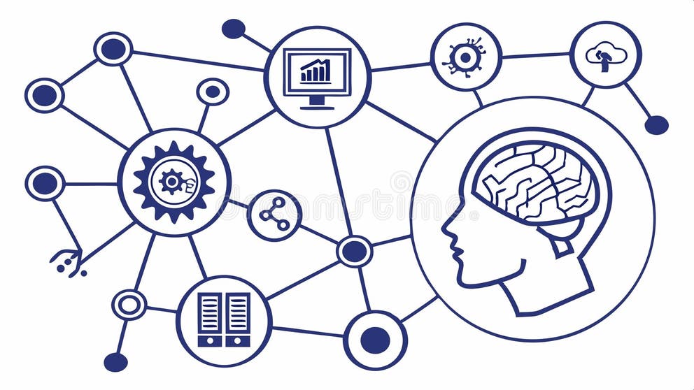 Brain and Network Connection, Cognitive Function and Neural Pathways Illustration Vector Design ...