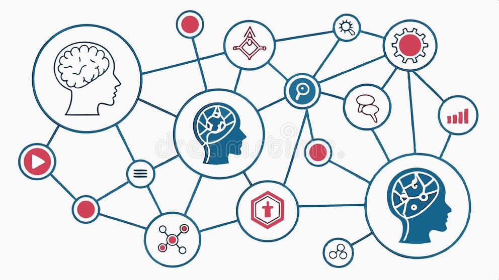 Brain Network Connections, Mind Map and Cognitive Function Vector Design Generative AI Stock ...