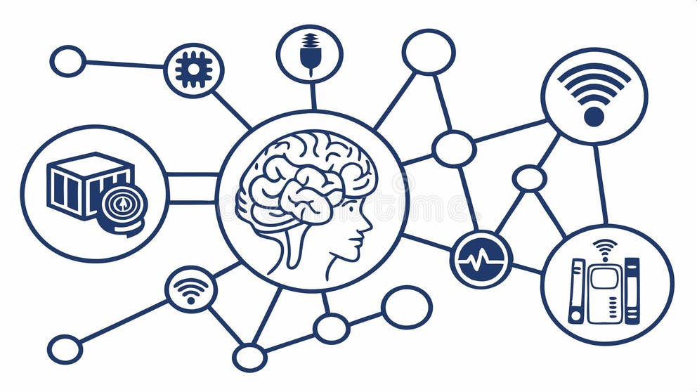 Brain Network Diagram, Cognitive Function and Mental Process Vector Design Generative AI Stock ...