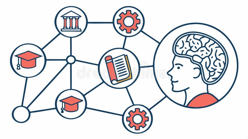 Brain Network with Education Icons for Learning Vector Design ...