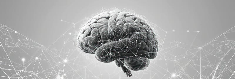 Brain with Neural Network Glowing with White Connections , Symbolizing ...