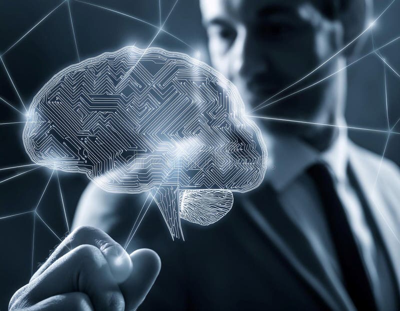 Brain and Neural Network Illustrations Representing Intelligence and Knowledge, Symbolizing ...