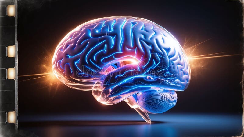 A Brain with Neural Pathways Lit Up in Neon, Representing Overthinking ...