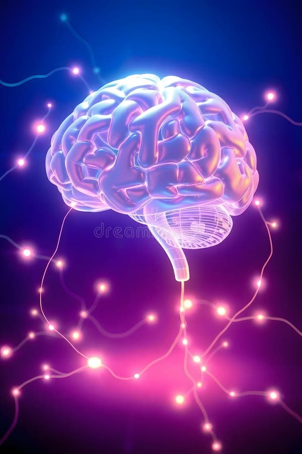 Generated by Ai Brain with Neural Pathways Represented by Glowing Lines ...