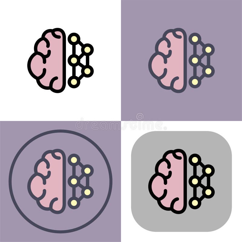 Brain Neuronal Network Symbol - Artificial Intelligence Icon Stock ...