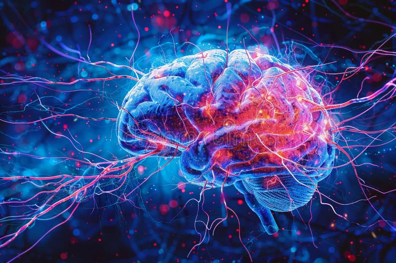 Brain Neurons in Blue and Pink Tones. Neural Connections and Synaptic ...