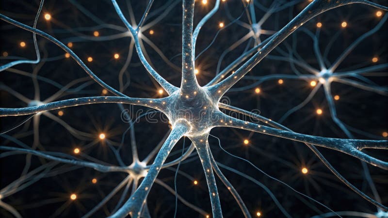 Brain Neurons with Branching Neural Network Pathways Illustrating ...