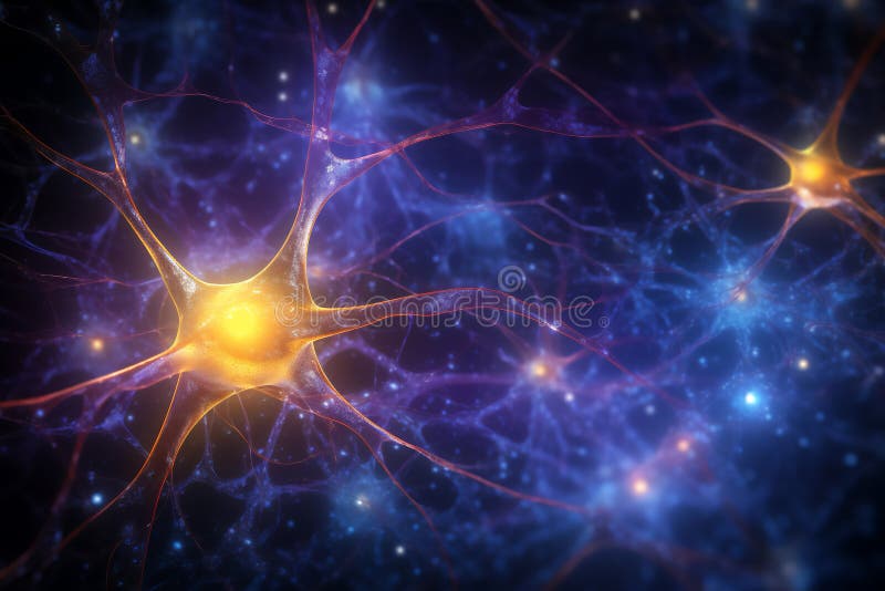Neurons of Motor Cortex Under Microscope with Nerve Cells Nervous ...