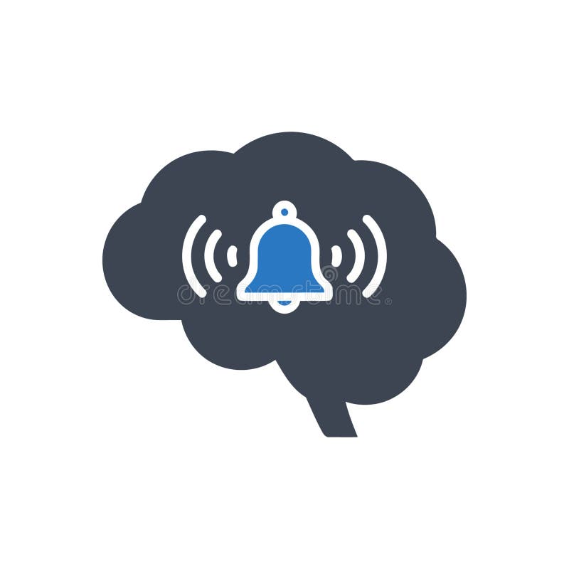 Brain Notification Alert Icon Stock Vector - Illustration of sign, bell ...