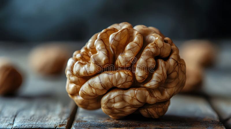 Close-up of Walnuts Shaped Like a Brain on a Rustic Stock Illustration ...