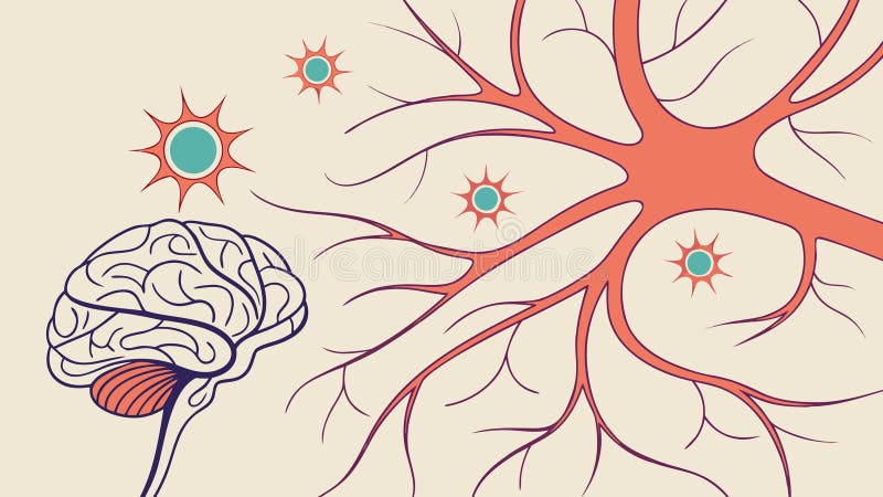 Brain with Orange Neural Network and Spots, Vector Design Generative AI ...