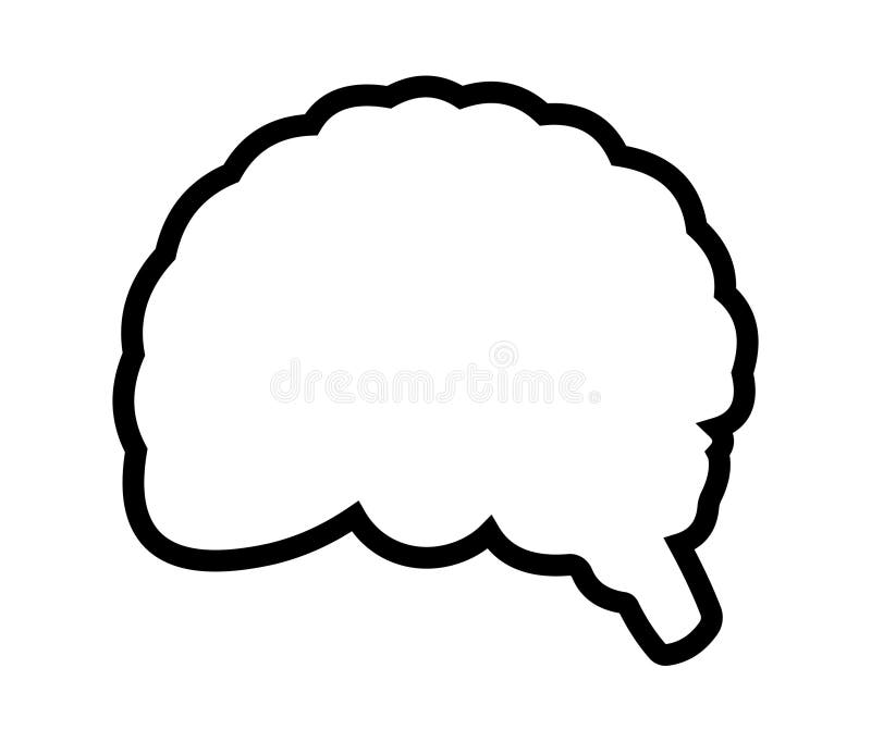 Brain Icon in Flat Style. Human Brain Outline. Stock Vector ...