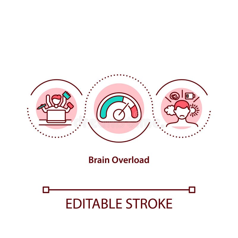 Brain Overload Concept Icon Stock Vector - Illustration of improvement ...