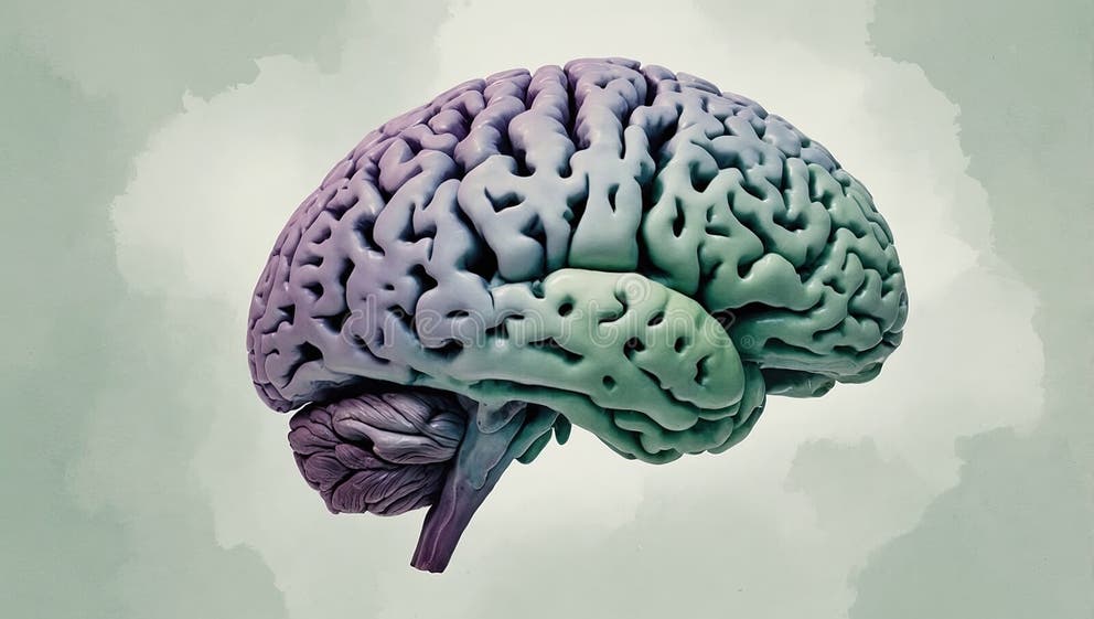 Brain Painted with Pastel Watercolors Stock Illustration - Illustration ...
