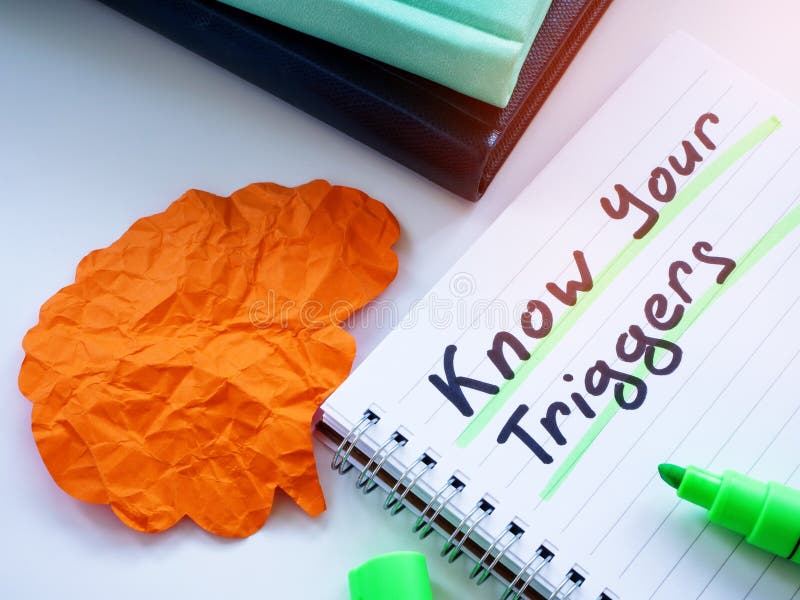 Brain from Paper and Inscription Know Your Triggers. Stock Image ...