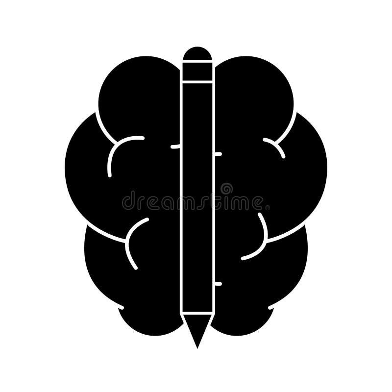 Brain with Pencil Silhouette Style Icon Vector Design Stock Vector ...