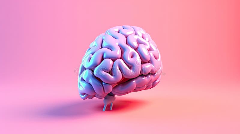 Brain on Color Bright Background, AI Generated Stock Illustration ...