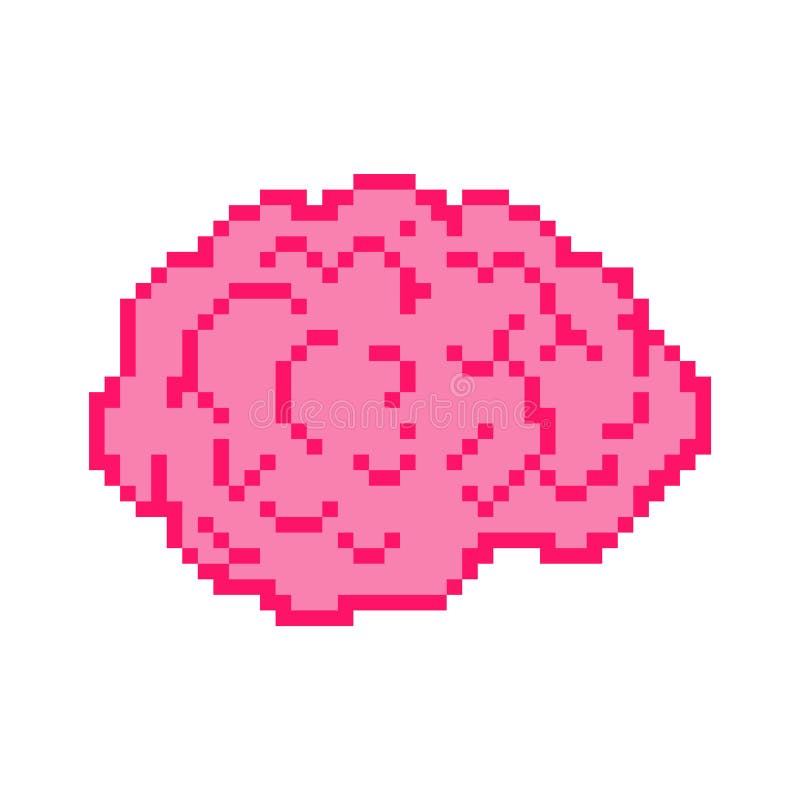 Brain Pixel Art. Human Brains Pixelated Isolated Stock Vector ...