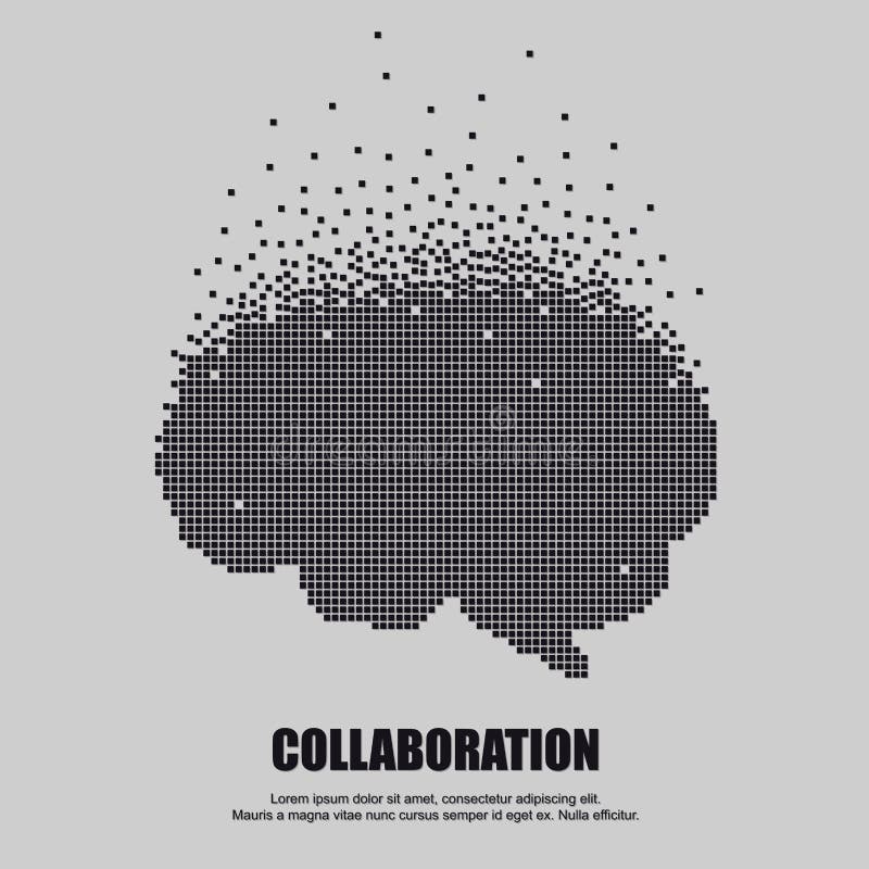 Brain in Pixel for Cooperation or Teamwork Stock Illustration ...