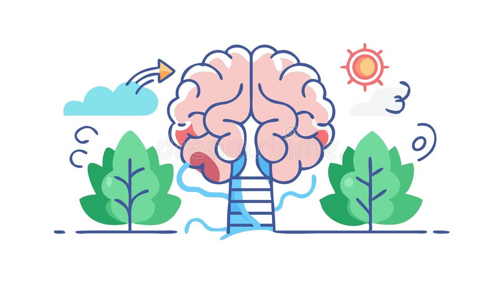 Brain with Plant Growth Icon - Mental Development Learning, Vector ...