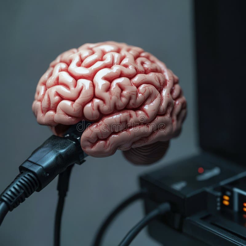 Brain with Plug Generative AI Stock Illustration - Illustration of ...