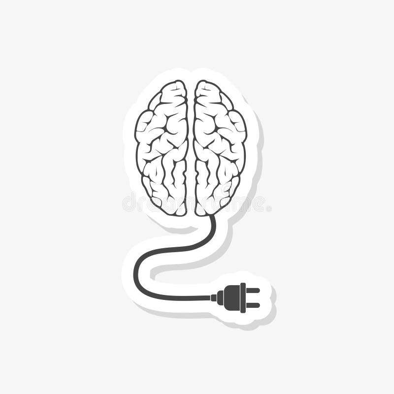Brain with USB plug pen stock vector. Illustration of creativity - 51821853