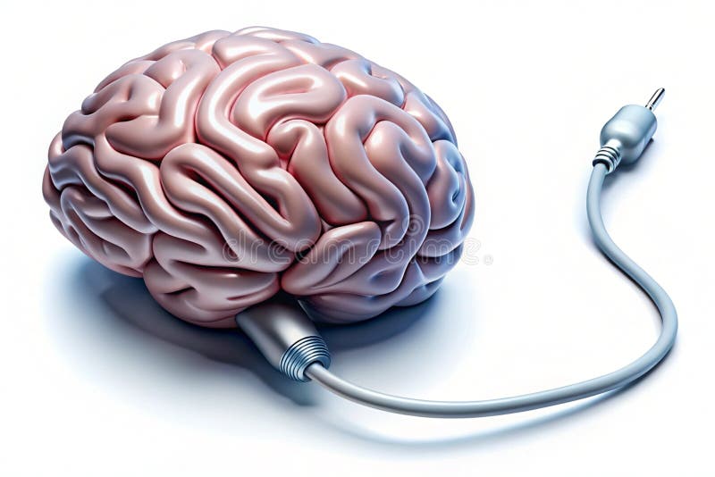Brain with Plug Wire: Concept of Data and Knowledge Transmission Stock ...