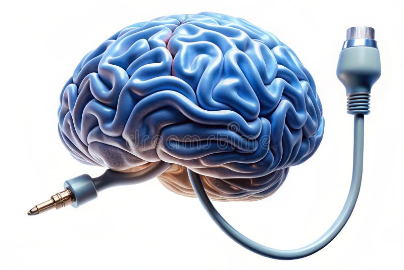 Brain with Plug Wire: Concept of Data and Knowledge Transmission Stock ...