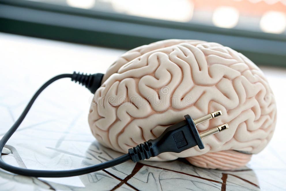 Brain with Plug Wire: Concept of Data and Knowledge Transmission Stock ...