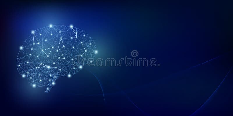 Brain from Polygon Mesh, with Light Points. Stock Vector - Illustration ...