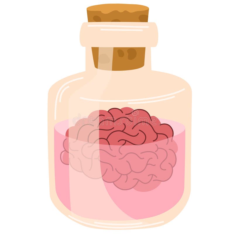 Magic Potion with a Brain. Alchemist Bottle with Elixir, Poison ...